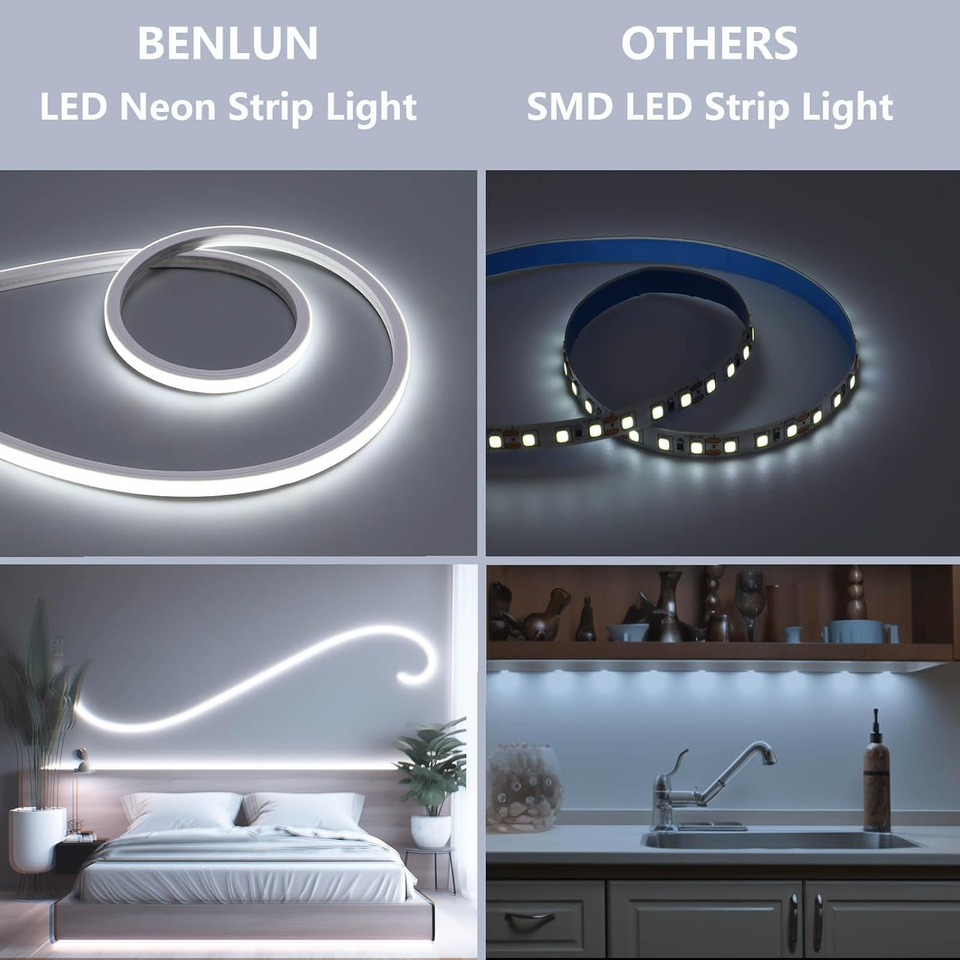 AC 110V LED Neon Strip Light 32.8FT, 6000K Cool White Led Rope Lights ...