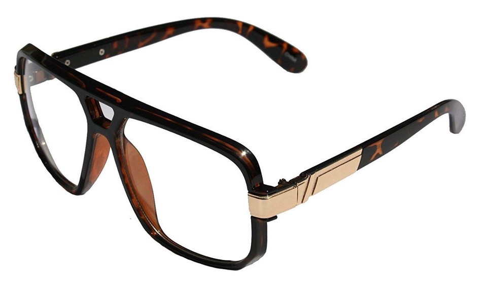 GAZELLE SQUARE CLEAR LENS AVIATOR SUNGLASSES OVERSIZED RUN DMC HIP HOP ...