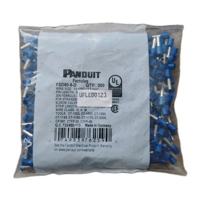 Panduit FSD80-8-D Polypropylene Insulated Ferrules, 14 AWG, .31-Inch ...