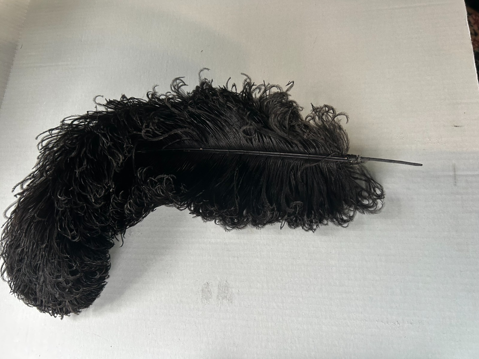 ANTIQUE VICTORIAN EDWARDIAN LARGE 21 INCH MILLINERY BLACK OSTRICH HAT ...