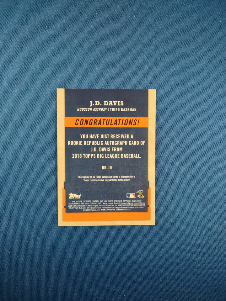 2018 Topps Big League J.D. Davis RC Rookie Rookie Republic Auto ...