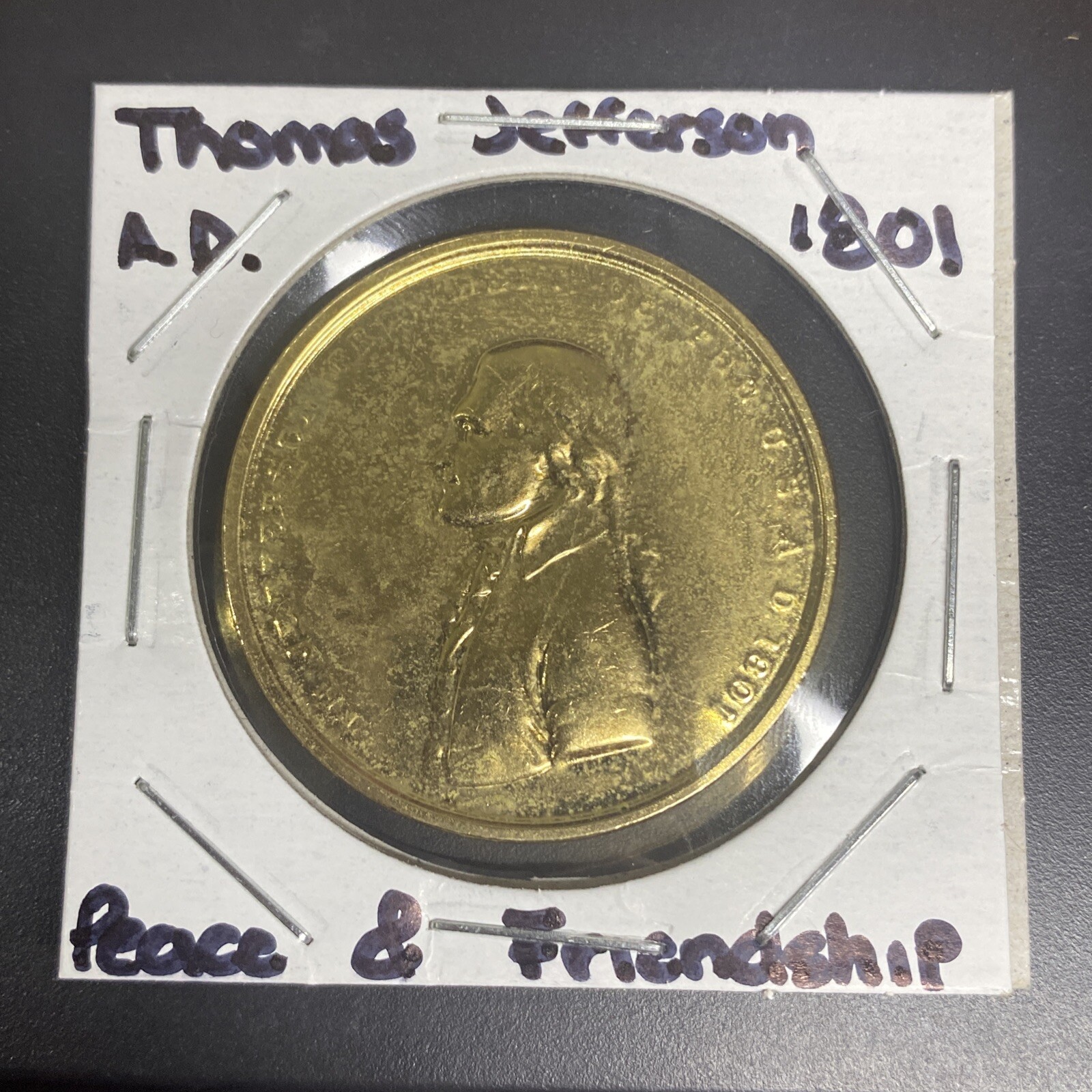 Thomas Jefferson President of The U.S. A.D. 1801 Coin Copper Peace ...