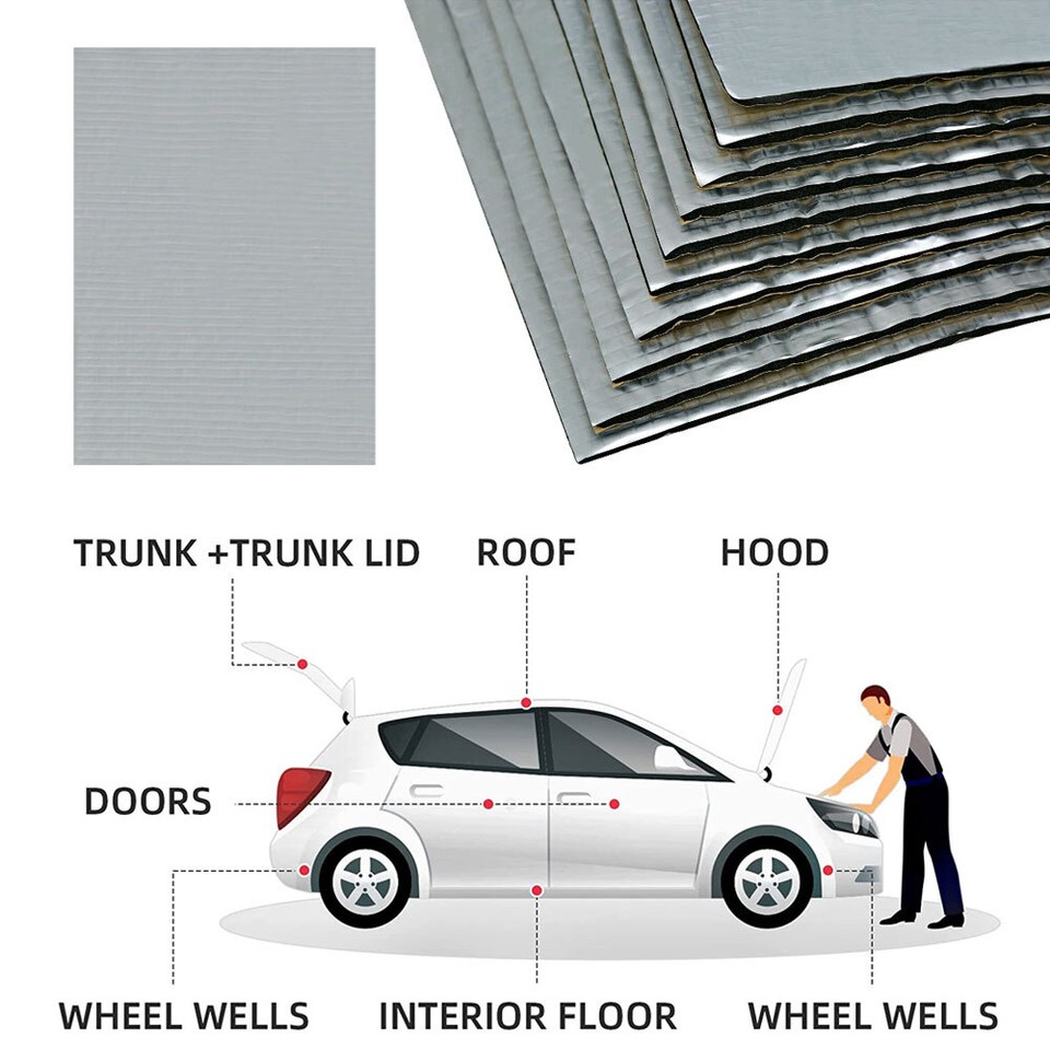 10Pcs Sound Deadener Car Heat Insulation Mat Car Hood Insulation Silent ...