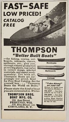 1947 Print Ad Thompson Bros Better Built Boats Wisconsin & New York | eBay