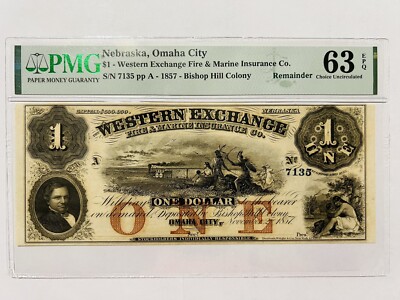 USA, PMG, Western Exchange, Nebraska Omaha City, (1857) $1, Dollar ...