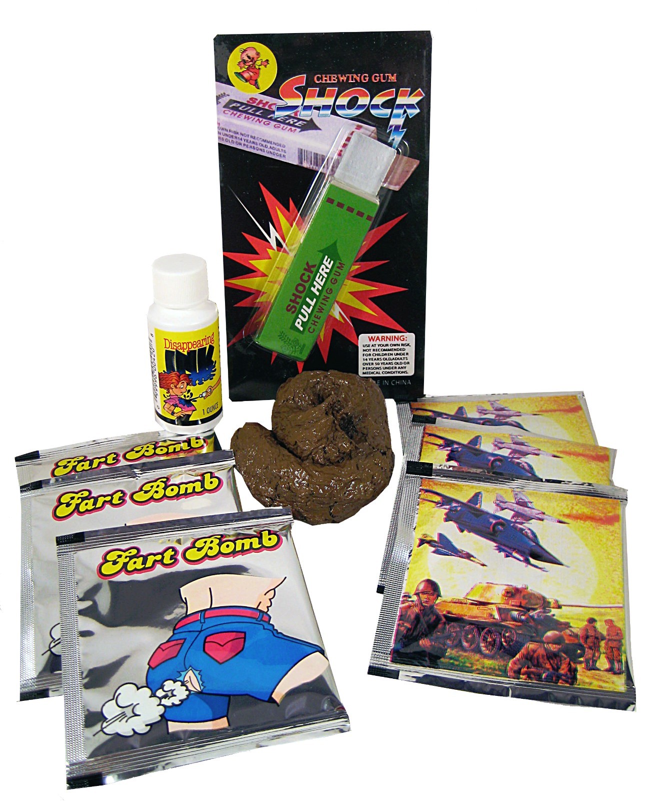 Starter "mini" Prank Kit 2 - Fake Dog Poop Fart Bombs Shock Gum Joke ...