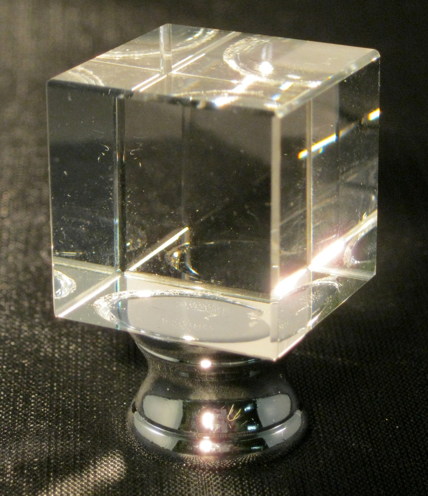 Lamp Finial-Optic Crystal CUBE With Polished Chrome Base | eBay