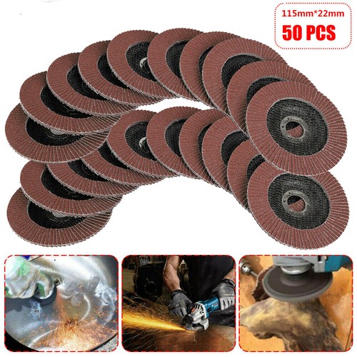 50x FLAP GRINDING SANDING DISCS 115mm 4.5" 40 60 80 120 GRIT ANGLE ...