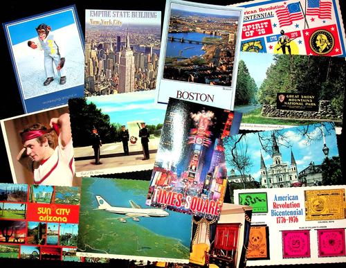 Lot of 50 random USA unused post cards famous people & historic sites ...