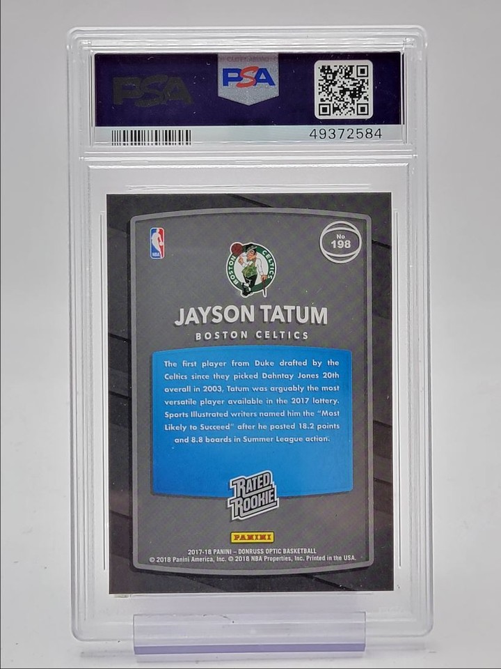 JAYSON TATUM 2017-18 DONRUSS OPTIC RATED ROOKIE RED YELLOW RC PSA 10 ...