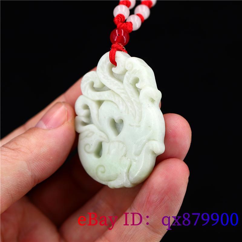 Jade Phoenix Pendant Necklace Jewelry Chinese Carved Natural Amulet ...