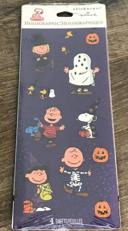 Peanuts Snoopy Lucy Charlie Stickers Halloween Hallmark Holographic 4 ...