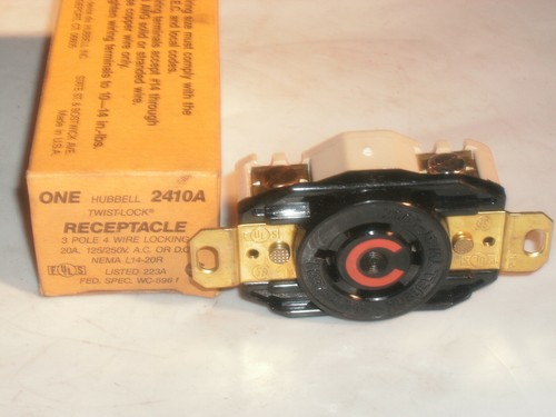 HUBBELL HBL2410 TWIST-LOCK RECEPTACLE 20A 125/250V NEMA L14-20R 3P 4W ...