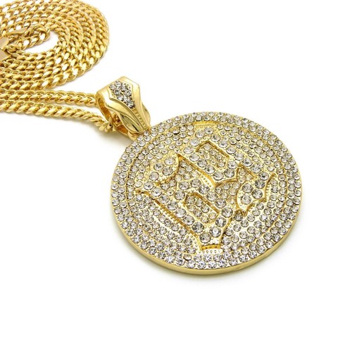 Iced TEKASHI 69 Medallion Pendant & 24" Box, Cuban, Rope Chain Hip Hop ...