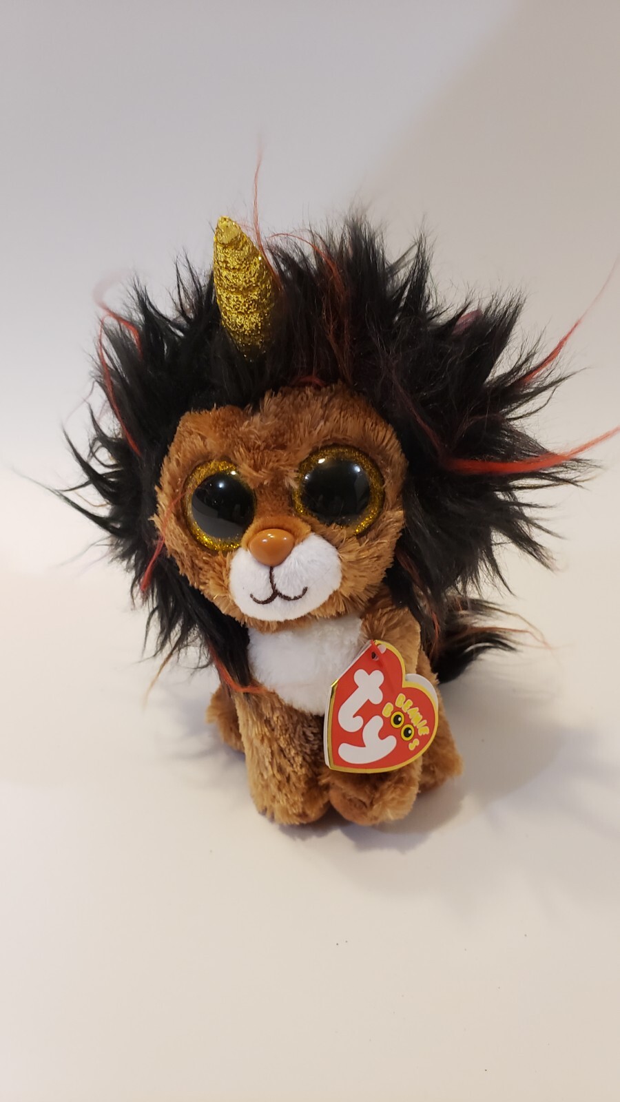 TY Beanie Boos Ramsey the Lion 6" 15cm w/TAGS black with Red Streaks in ...