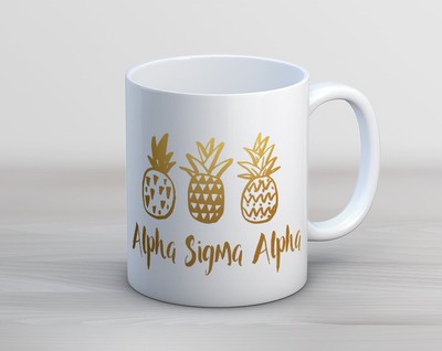 Asa Alpha Sigma Alpha Faux Gold Foil Pineapple Mug Sorority Coffee Mug ...