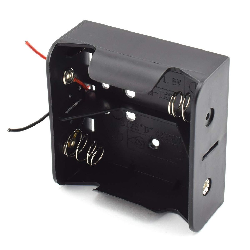 2 Slot D Cell Battery Holder 3V D Size Battery Case Box with Wire Leads ...