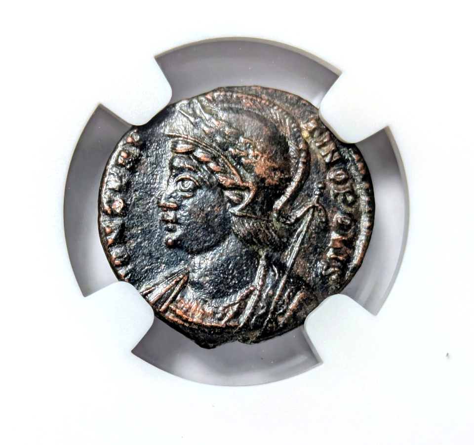 Constantinian Roman Empire Nummus NGC AU Constantinopolis Nike Victory ...