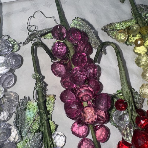 7 Lucite Multifaceted Grapes Sugared Leaves Clusters Purple Yellow Red ...