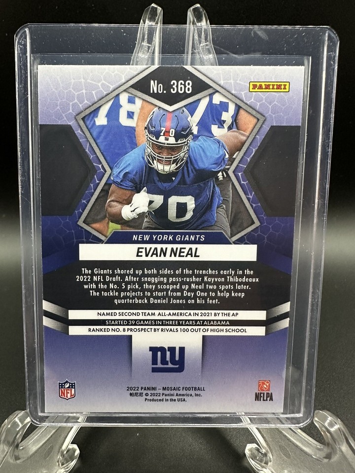 2022 Panini Mosaic Football Evan Neal Rookie Card RC #368 New York ...