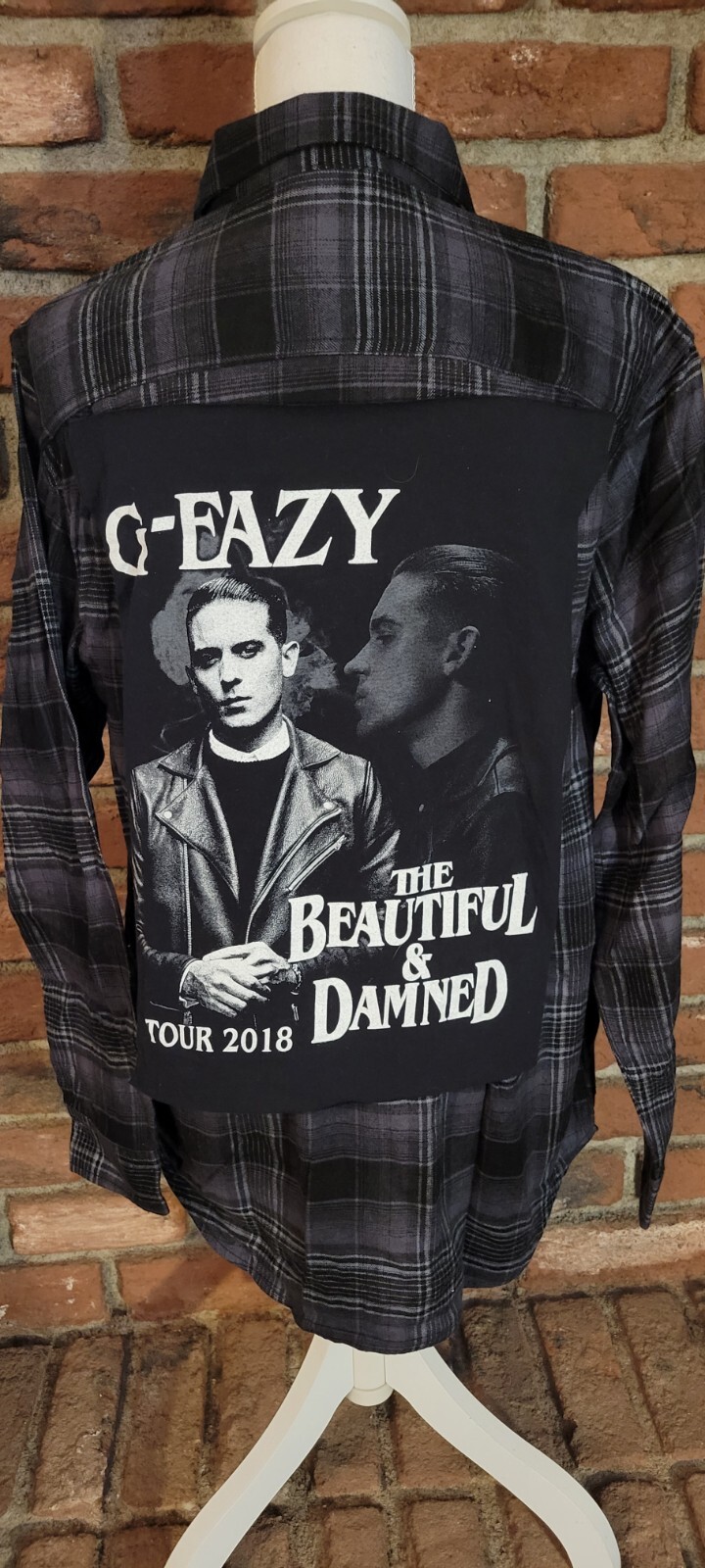 G-Eazy logo on upcycled flannel. Custom-made to YOUR… - Gem