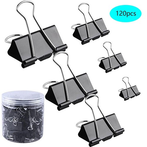 120 Pieces Binder Clips Folding Durable Paper Clip for Schools Paper ...