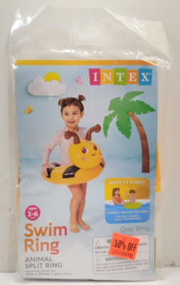 New Intex Bumblebee Animal Split Swim Ring 23" X 21.5" Ages 3-6- Swim ...