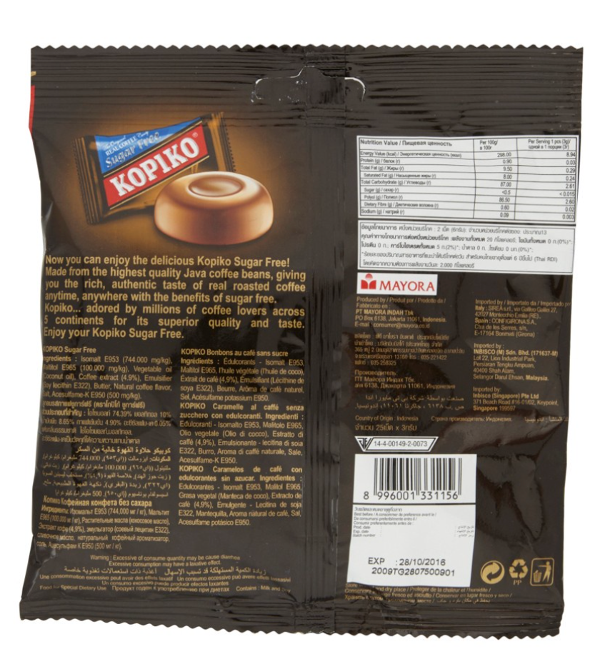 20 pack Kopiko Sugar Free Coffee Hard Candy Original Real Delicious ...
