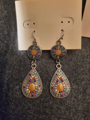 Earrings 2 Pair Multi-Color Sets Bohemian Retro Drop Dangle Pierced New ...