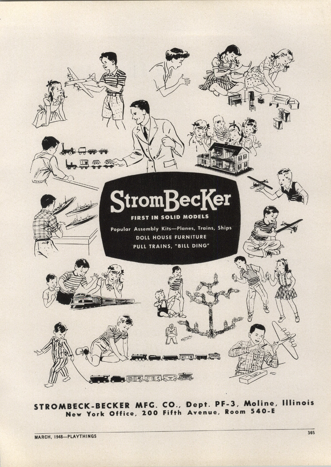 1948 PAPER AD Strombecker Toy Co Doll Houses Train Sets Pull Toys ...