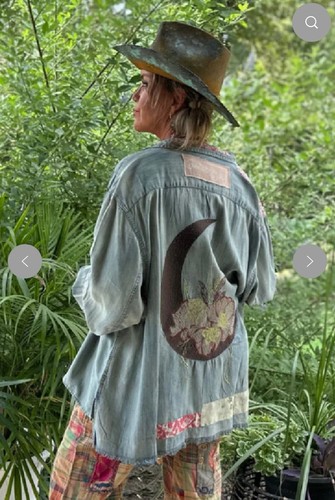 Jaded Gypsy Gypsy Moon Bohemian Embroidered Chambray Patchwork Shacket ...
