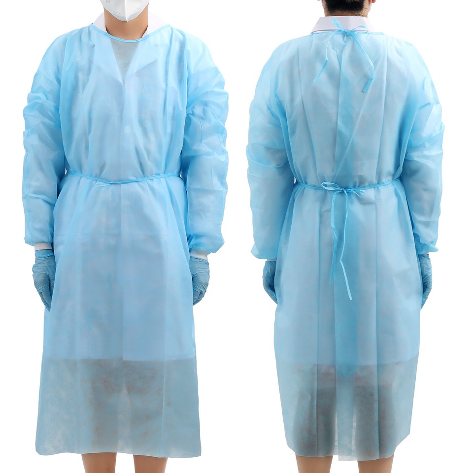 JMU Disposable Isolation Gowns PP Medical Gowns with Knitted Cuffs- 10 ...