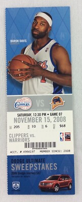NBA 2008 11/15 Golden State Warriors at Los Angeles Clippers Ticket | eBay