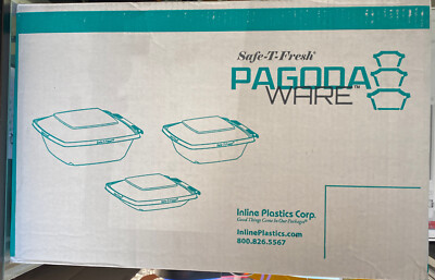 32 Oz TAMPER RESISTANT CONTAINER W STRIP CLAMSHELL SQUARE PAGODA WARE ...