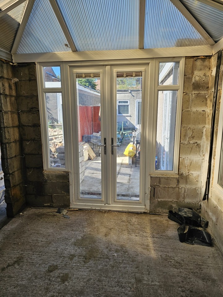 Used White UPVC External Conservatory Doors And Frame | eBay UK