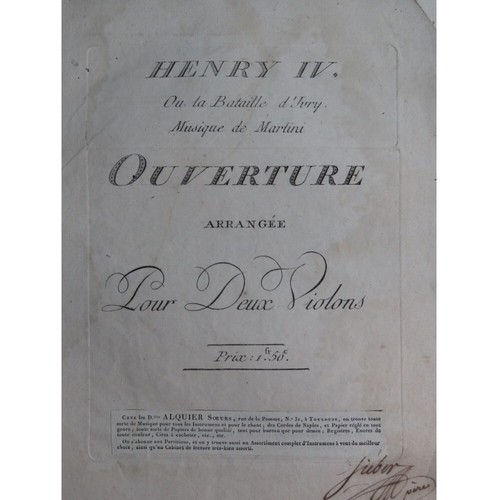 Martini Henry IV Or The Battle Of Ivry Opening 2 Violins ca1785 | eBay