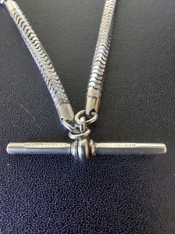 Albert Albo Silver Watch Chain With Silver Shield Fob | eBay