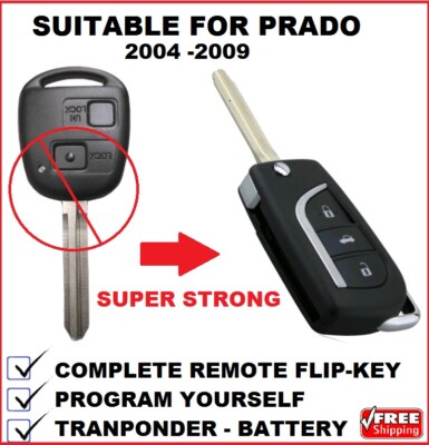 Transponder Remote Flip Car Key Suitable for Toyota Prado 2004 to 2009 ...
