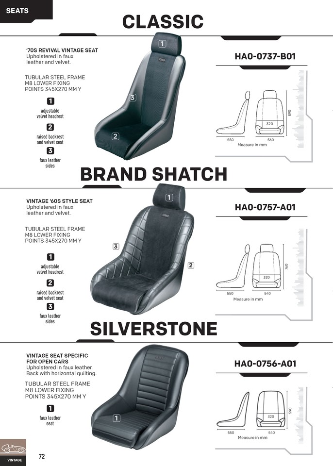 HA/756/N OMP SILVERSTONE RETRO RACING SEAT CLASSIC VINTAGE RACE or ROAD ...