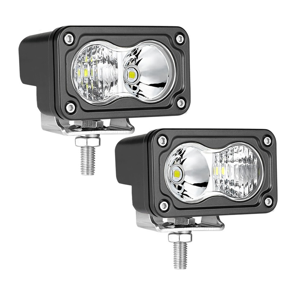 Pair 3" Cube Pods LED Work Light Spot Flood Driving Fog Offroad ATV 4WD ...