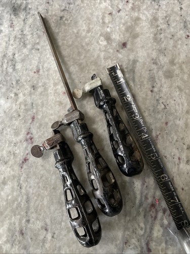 Vintage Cast Iron (file handles ( Lot Of 3) ( E. C. Stearns ...