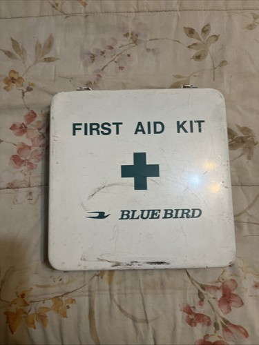 Vintage White Metal First Aid Kit by the Blue Bird Bus Co.-contents ...