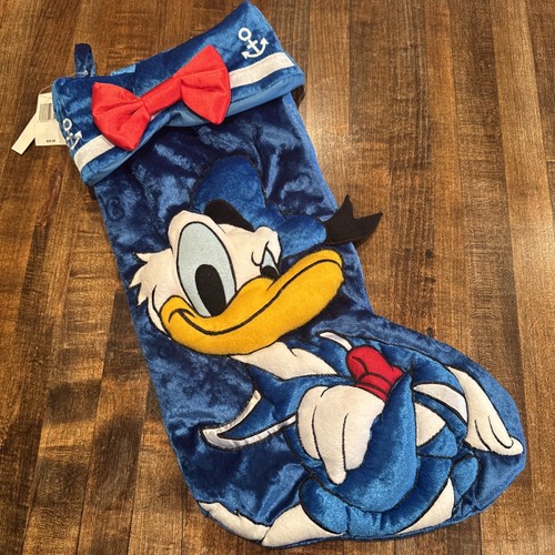 New Disney Parks Donald Duck Plush 3D Christmas Stocking Blue with Red ...