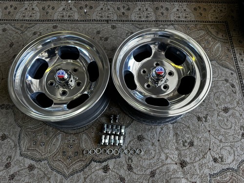 PAIR (2) US MAG STYLE 15x7 VINTAGE SLOT MAG CHEVY 5on5 C10 TRUCK G10 ...