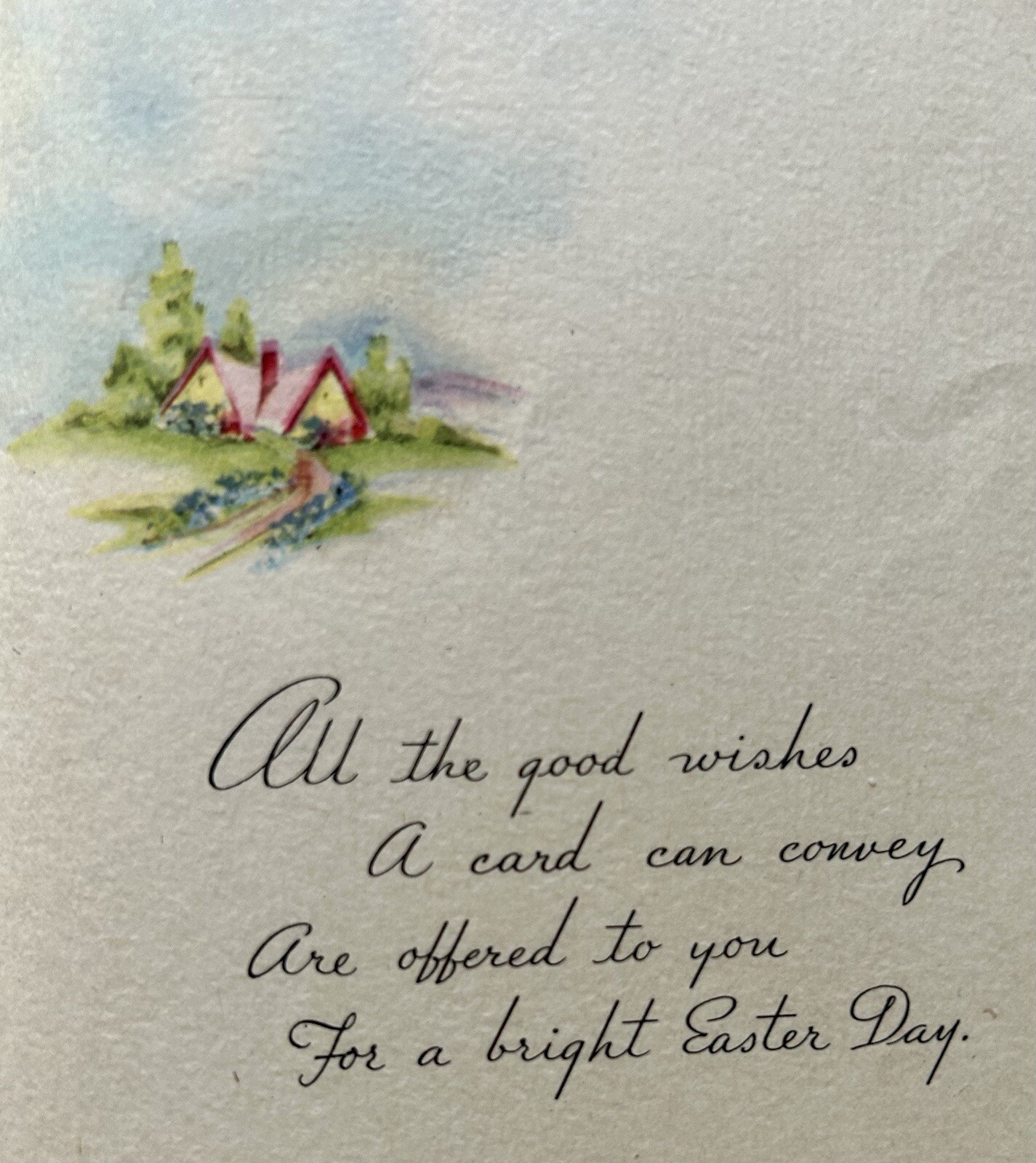 Vintage Mid Century UNUSED Easter Musical Notes Ribbon Cottages ...