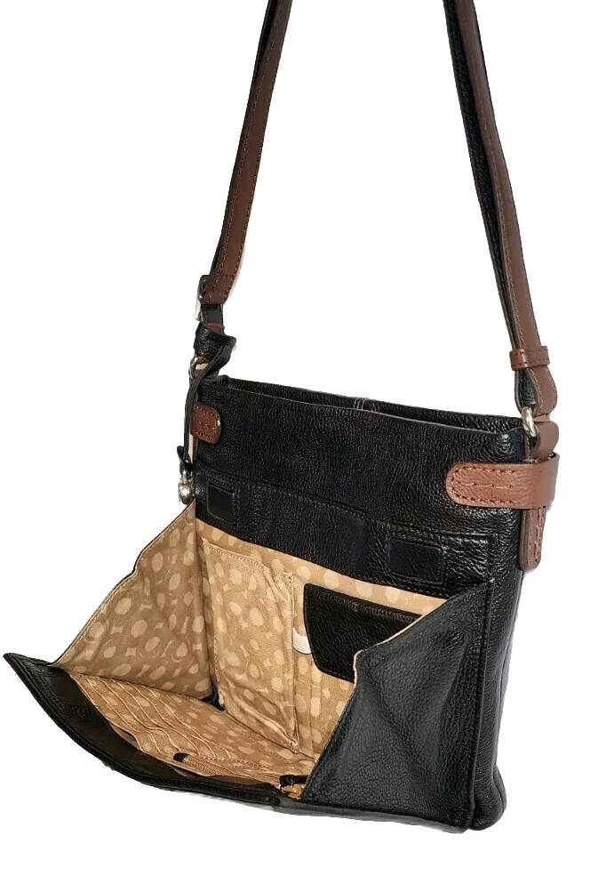 BRIGHTON LONDON GROOVE SADIE BLK/BRWN CROSSBODY ORGANIZER WALLET ...