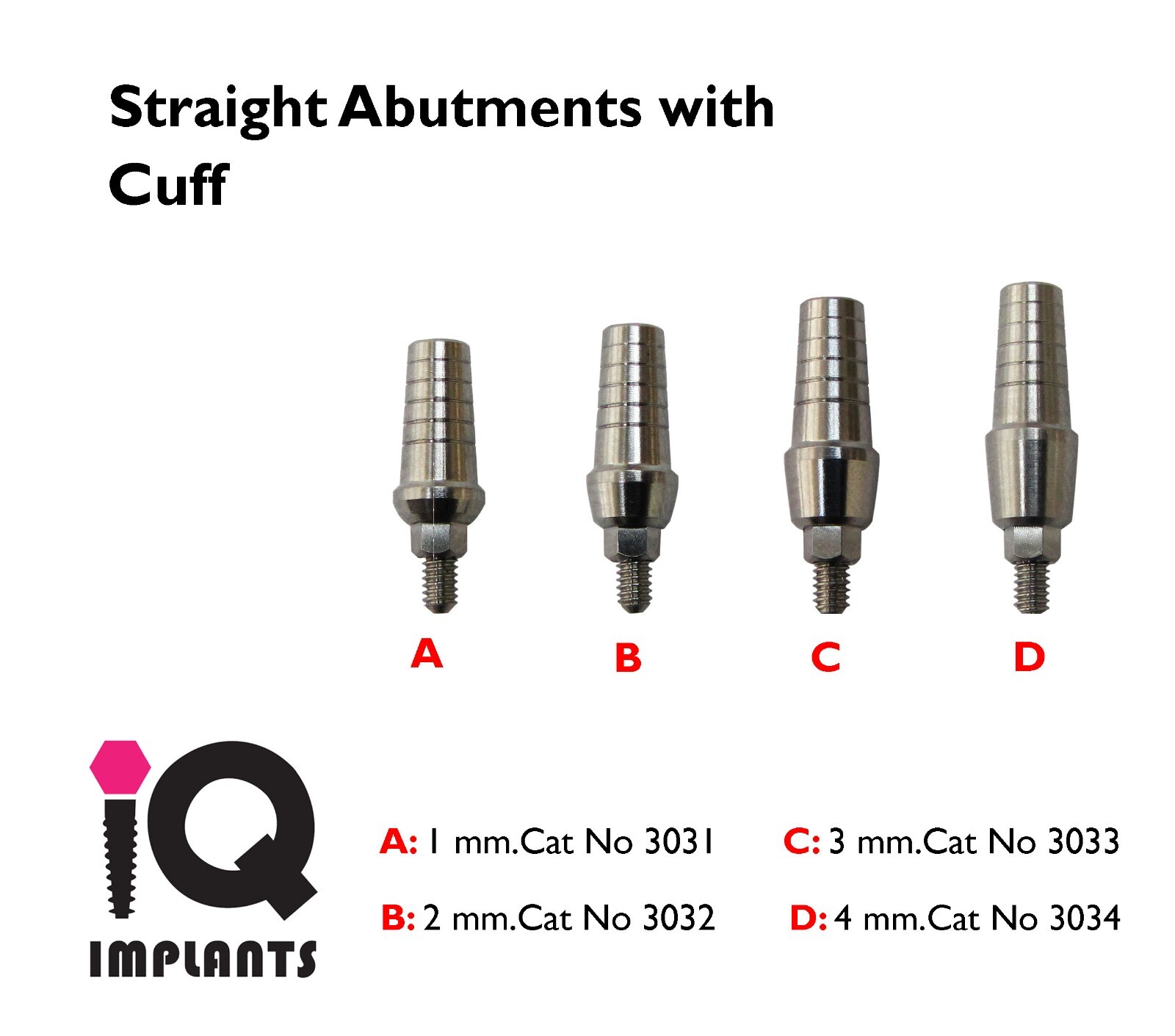 5 Straight Abutments With Cuff for Dental Implants Surgery Prosthetic ...