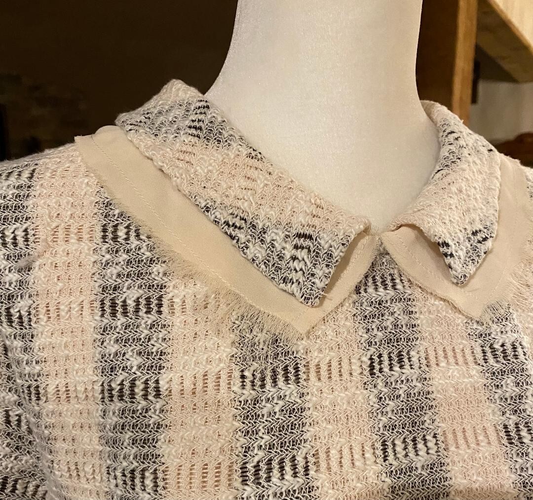 Anthropologie 9-H15 STCL Collared Knit Tweed Boucle LINED Top Size M ...