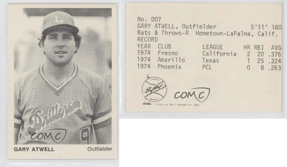 1975 TCMA Lafayette Drillers Gary Atwell #007 0q3 | eBay