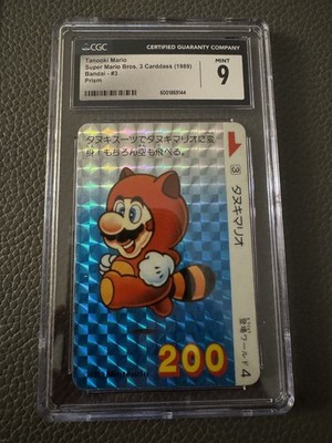 1989 Bandai Carddass Tanooki Mario Prism #3 CGC 9 Super Mario Bros 3 ...